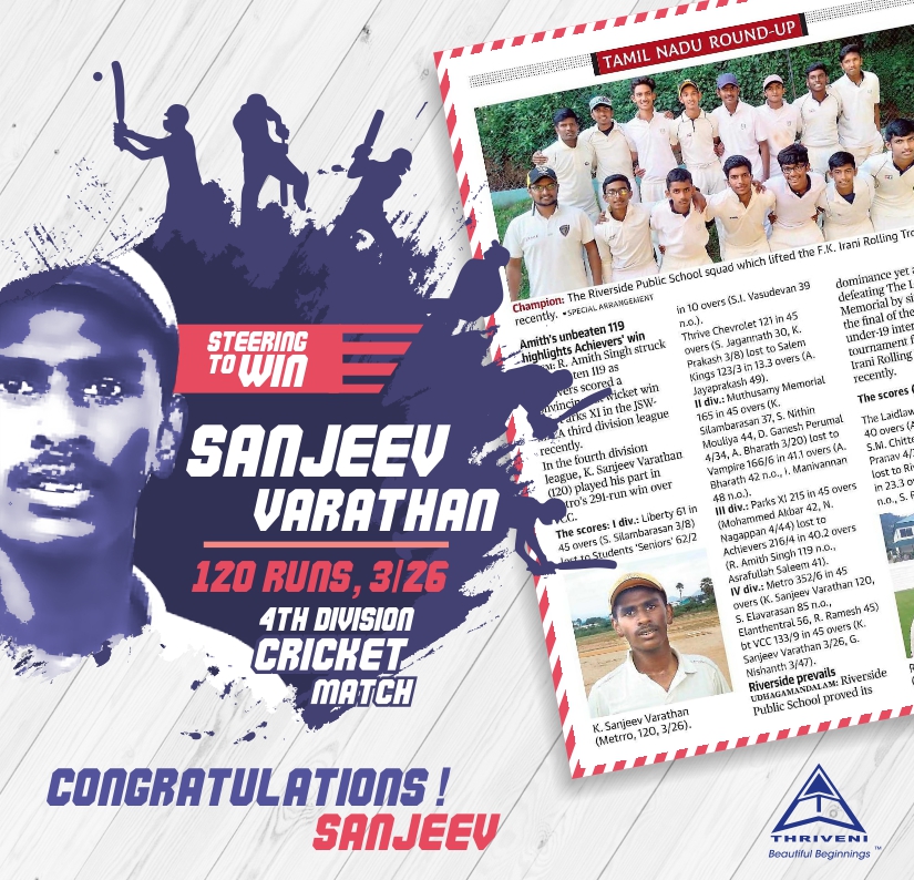 Stunning knockout ton & bowling attack of Sanjeev Varathan - Thriveni ...